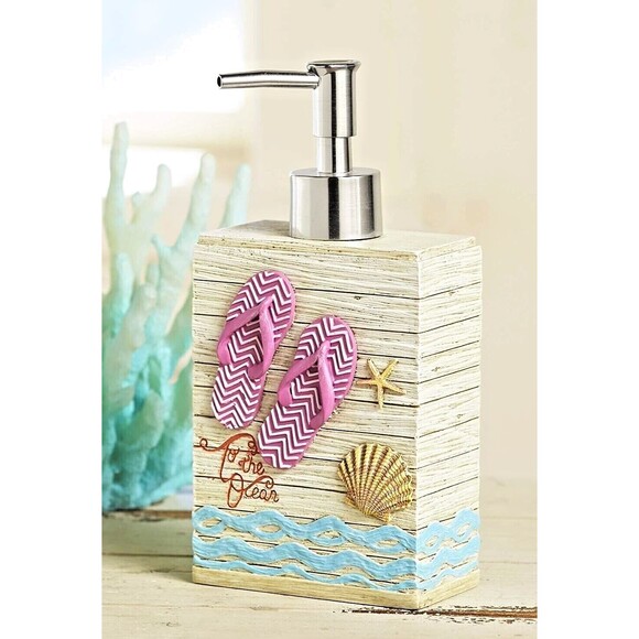 LLC | Bath | Flipflop Sandal Soap Dispenser Beach Starfish Seashell ...